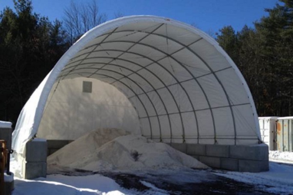 Salt storage hoop buildings, bins, covers - Rasmar Industries