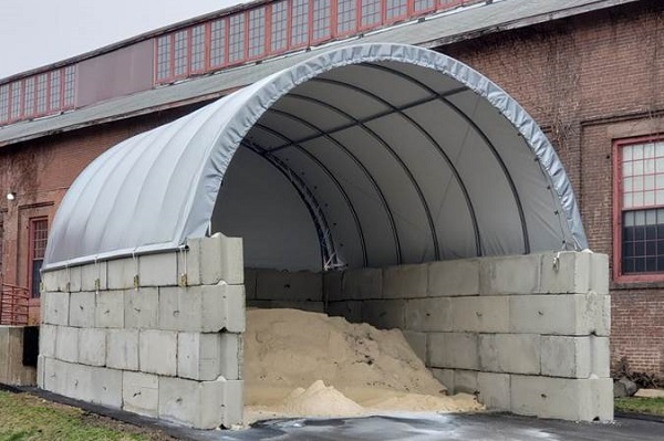 Top soil bin buildings, covers, concrete block covers - Rasmar Industries